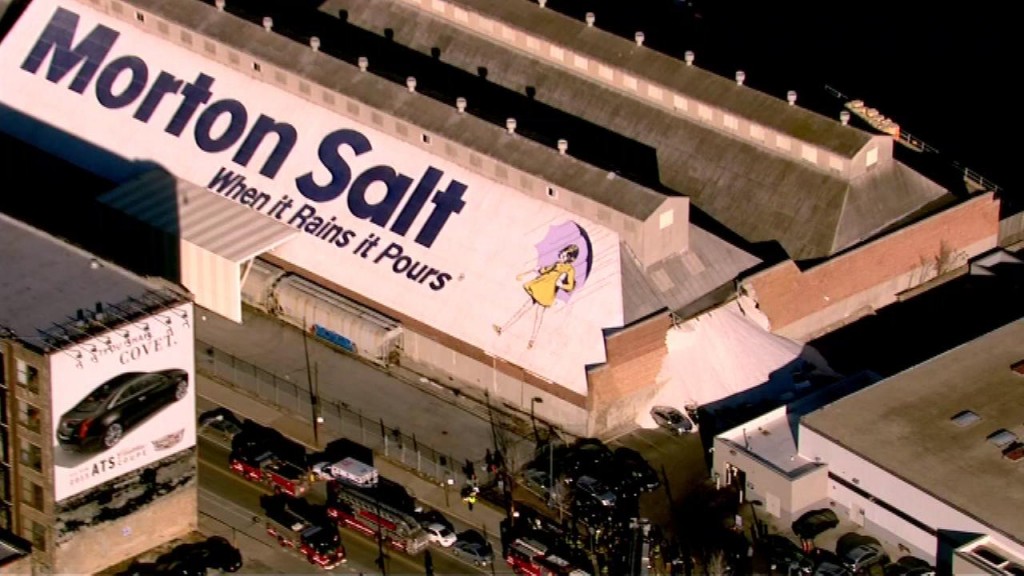 Morton Salt Building Wall Collapses and Buries Cars